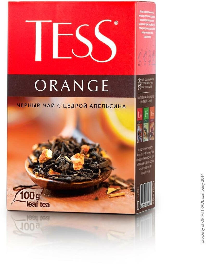Упаковка 15 штук Чай Tess Orange черный 100г