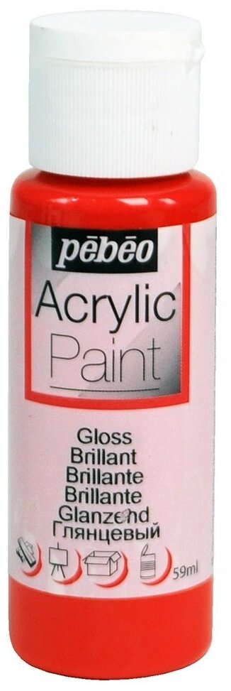 Краски акриловые PEBEO Acrylic Paint декоративная глянцевая 59 мл 097848 красный