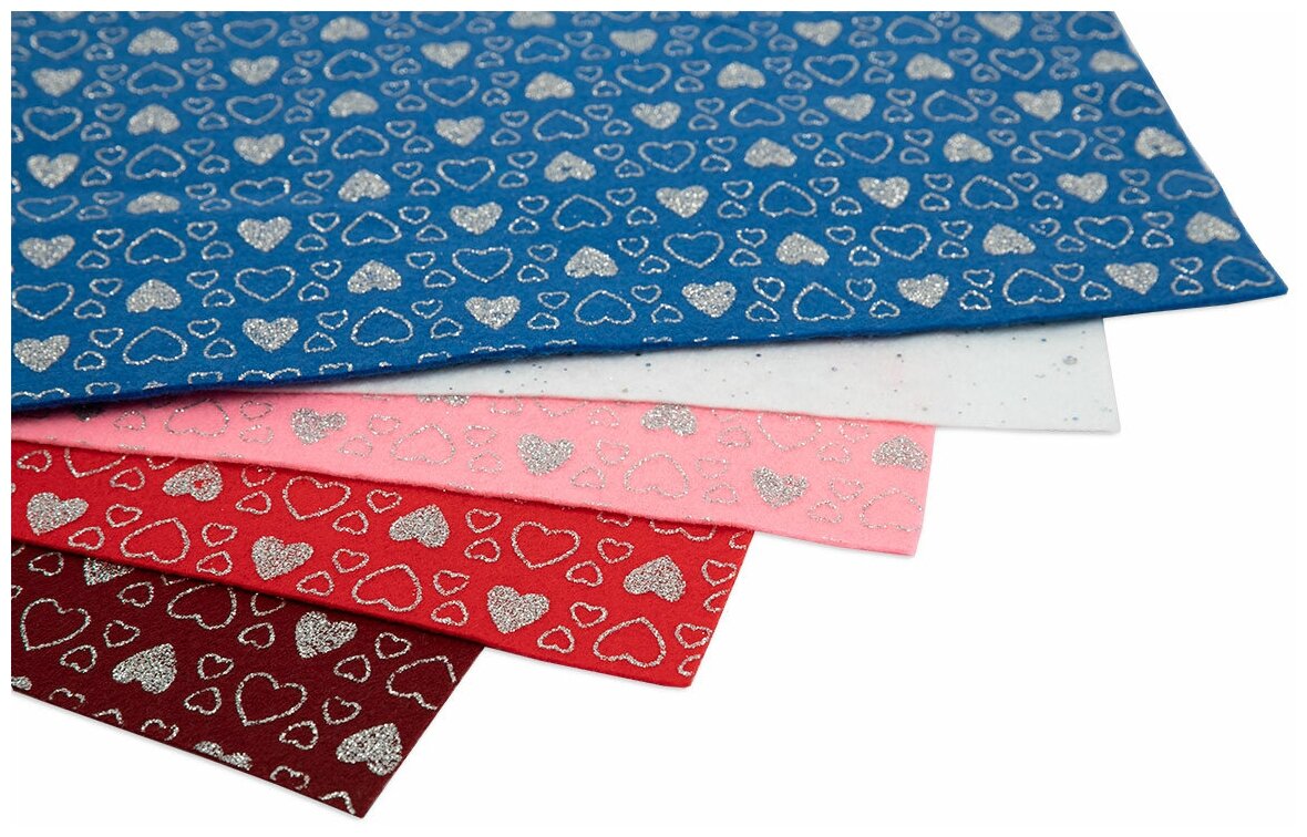 BLITZ декоративный фетр FSH13-20/30-SA86 1.3 мм 20×30 см набор 5 шт для рукоделия цвет ассорти №1