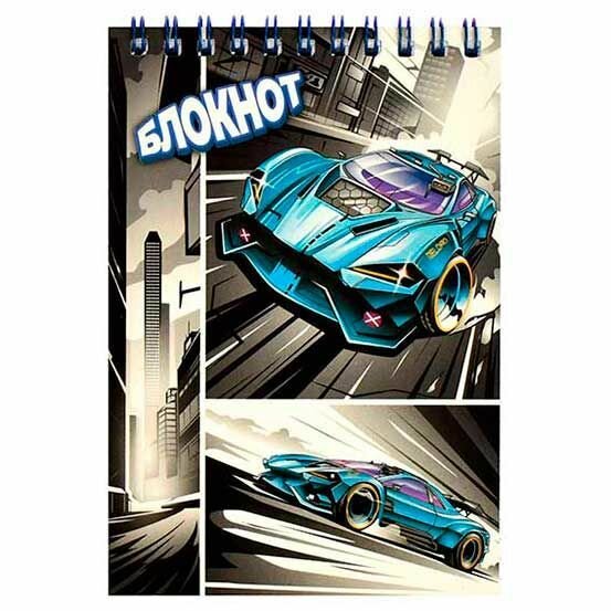 Блокнот Феникс А6 80 листов, спираль "Машина" блок - офсет, клетка (65962)