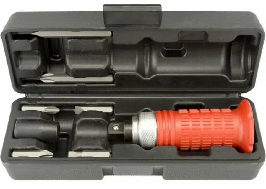 Отвертка ударная реверсивная с защитой рук 6 насадок, футляр АвтоDело 40001