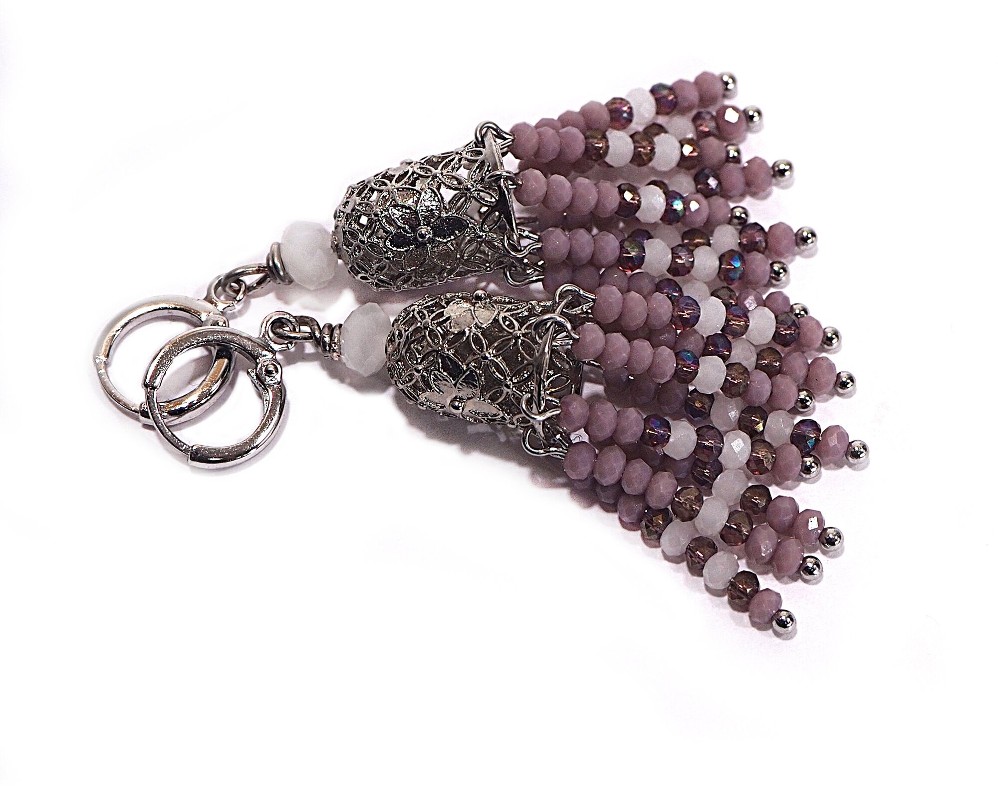 Серьги цепочки, с подвесками, стекло