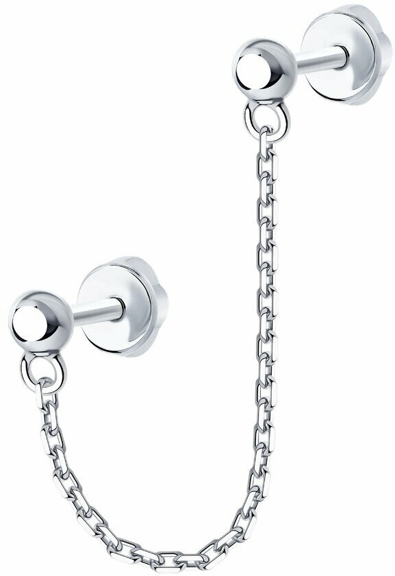 Моносерьга, серебро, 925 проба, родирование