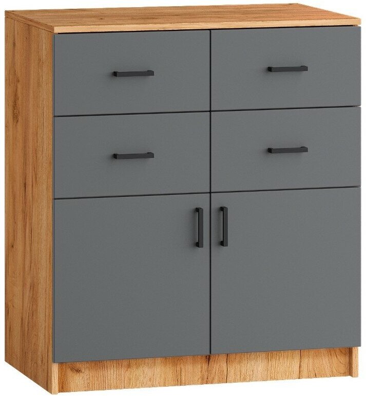 Комод для одежды Бард 15, Легкомаркет, ЛДСП, цвет дуб крафт золотой и графит, 80х89х40, 4 ящика/двери