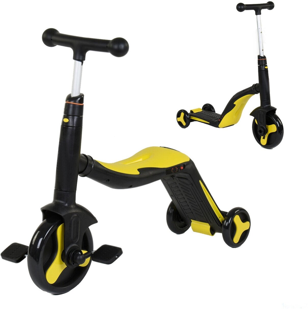 CS toys Детский самокат-беговел с музыкой 3в1 (самокат, беговел, велосипед) - FL-868 черно-желтый