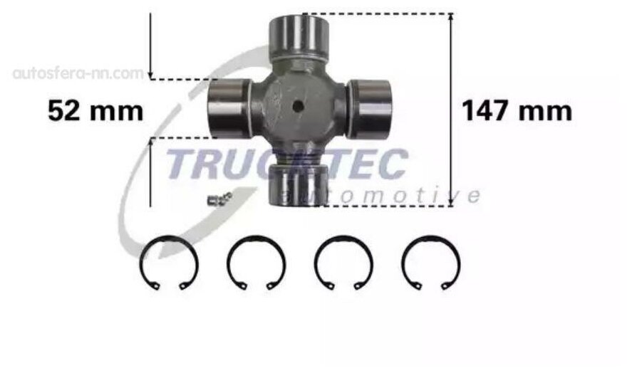 TRUCKTEC 0534002 Крестовина карданного вала 52 mm x 147 mm