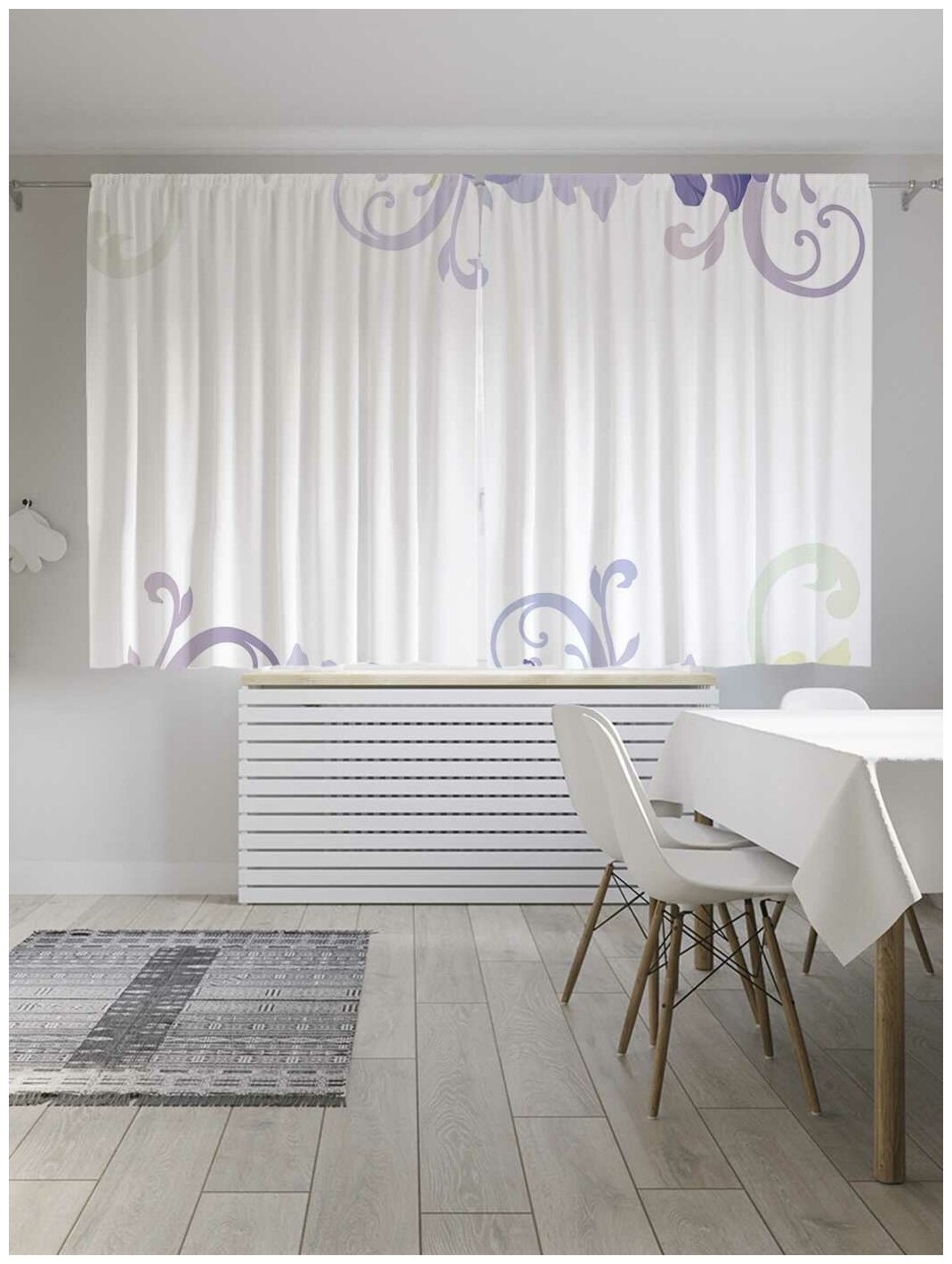 Фотошторы короткие "Композиция ириса", 2 полотна шириной по 145 см, высота 180 см, JoyArty