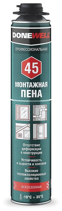 Пена монтажная DONEWELL "Профи", объем 1000 мл, 720 г, всесезонная