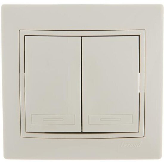 Выключатель Lezard 2-кл. СП Mira 10А IP20 со вставкой крем, 701-0303-101