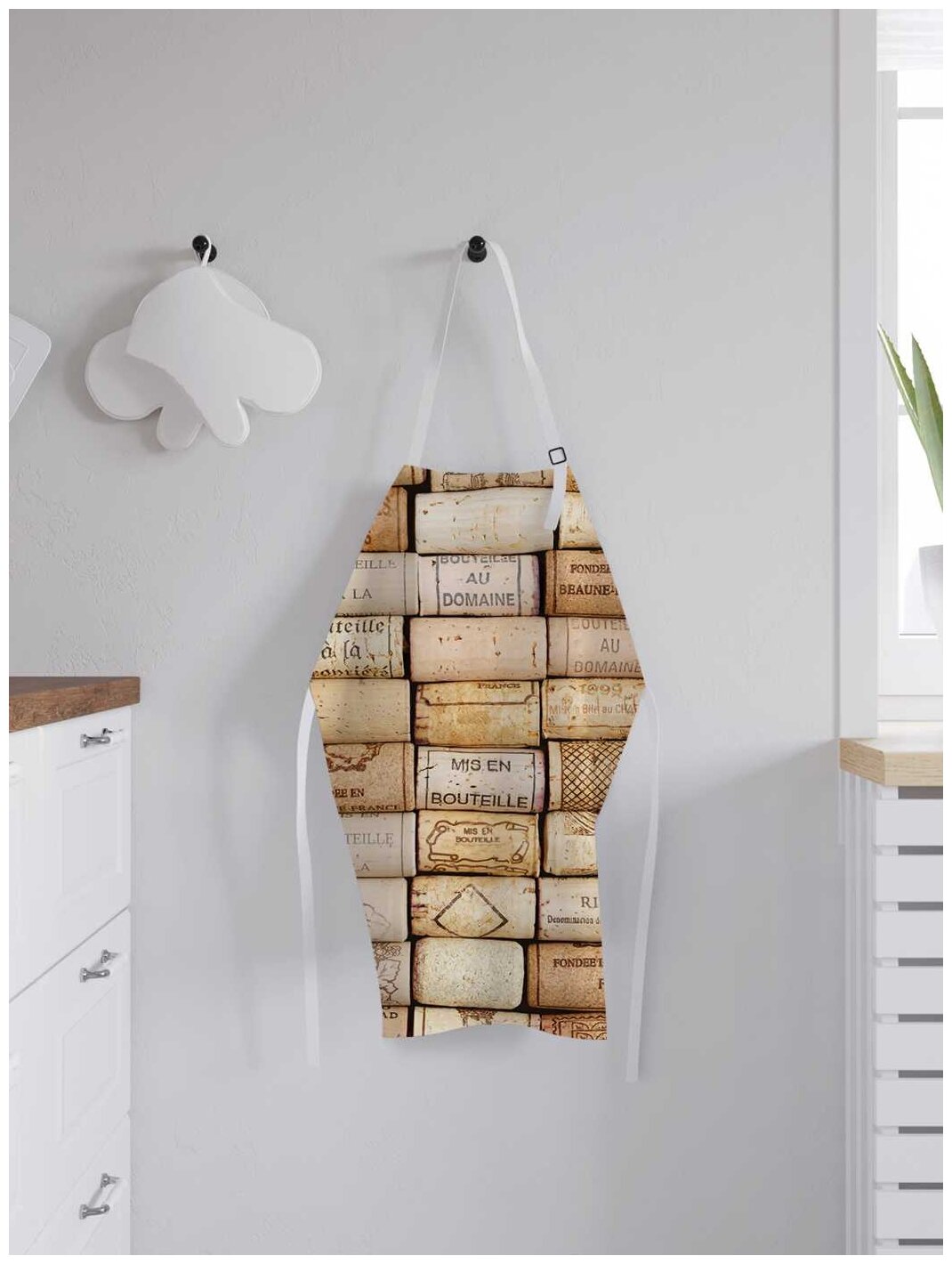 Фартук для кухни тканевый "Коллекция пробок" / водоотталкивающий, универсальный размер , JoyArty