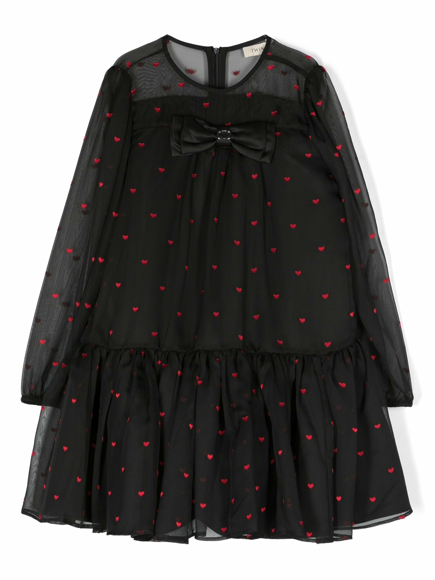 Платье Heart-pattern long-sleeved dress