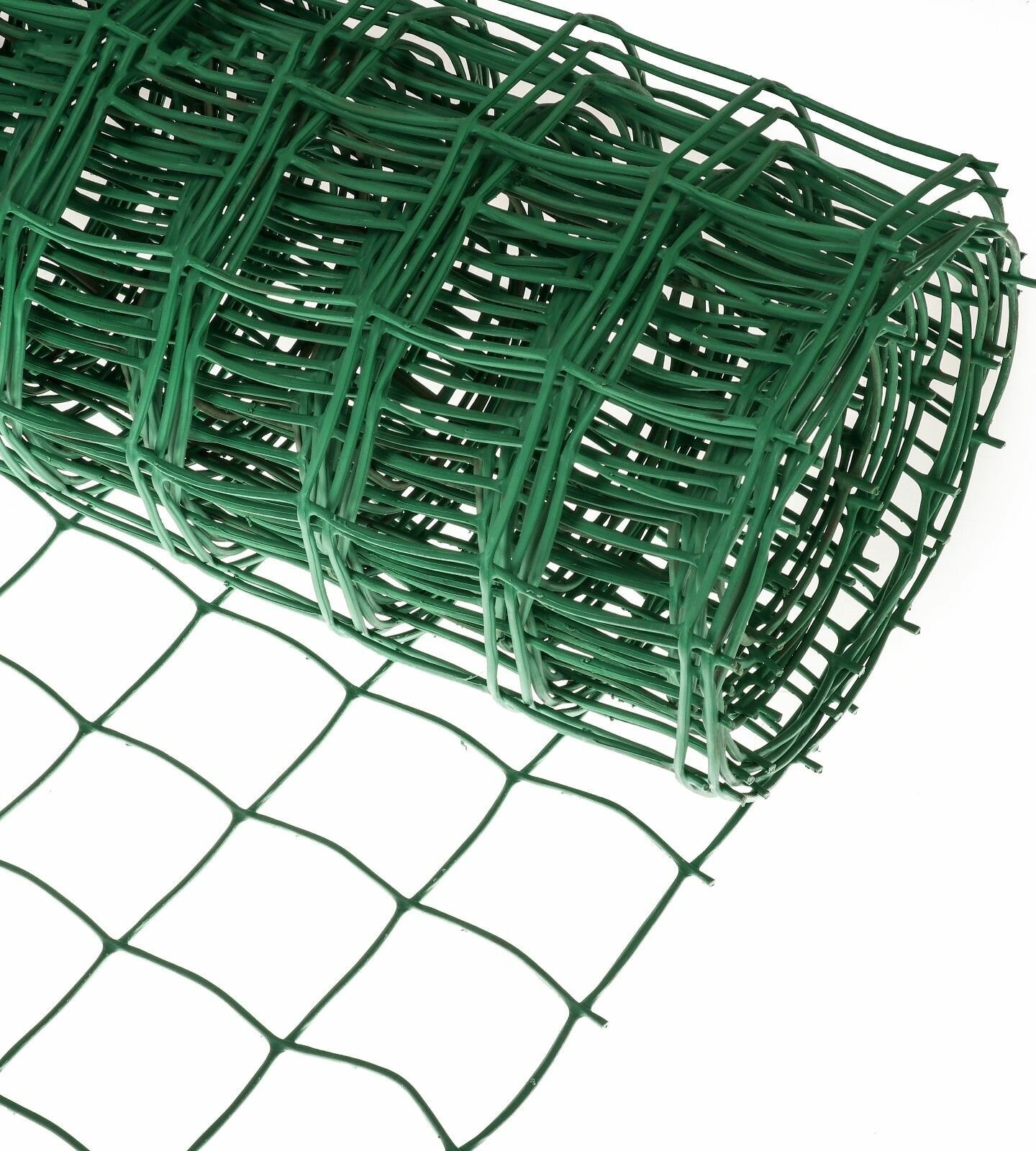 Сетка рабица садовая пластиковая 1 х 10 м в рулоне, решетка-забор декоративный для огорода, сетчатое ограждение для палисадника и птичника, ячейка ромб 83 х 83 мм, цвет зеленый