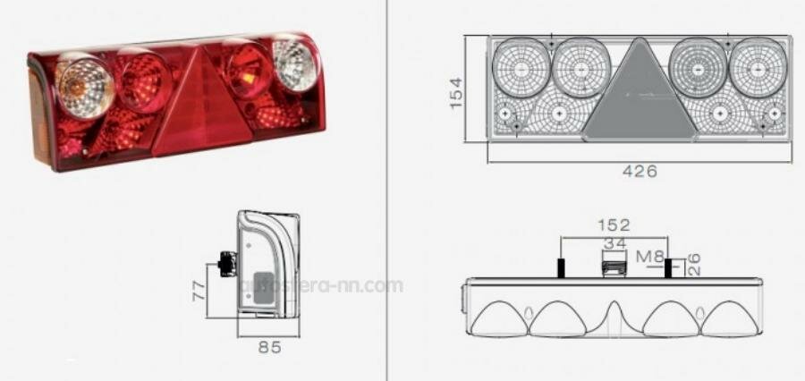 TEKHAVTOSVET U02407L фонарь задний! EUROPOINT II 024 б/л левый, белый поворот с ASS-2 разъемом\ Schmitz