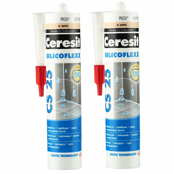 Герметик силиконовый затирка Ceresit CS 25 № 41 натура 280 мл (2 шт.)