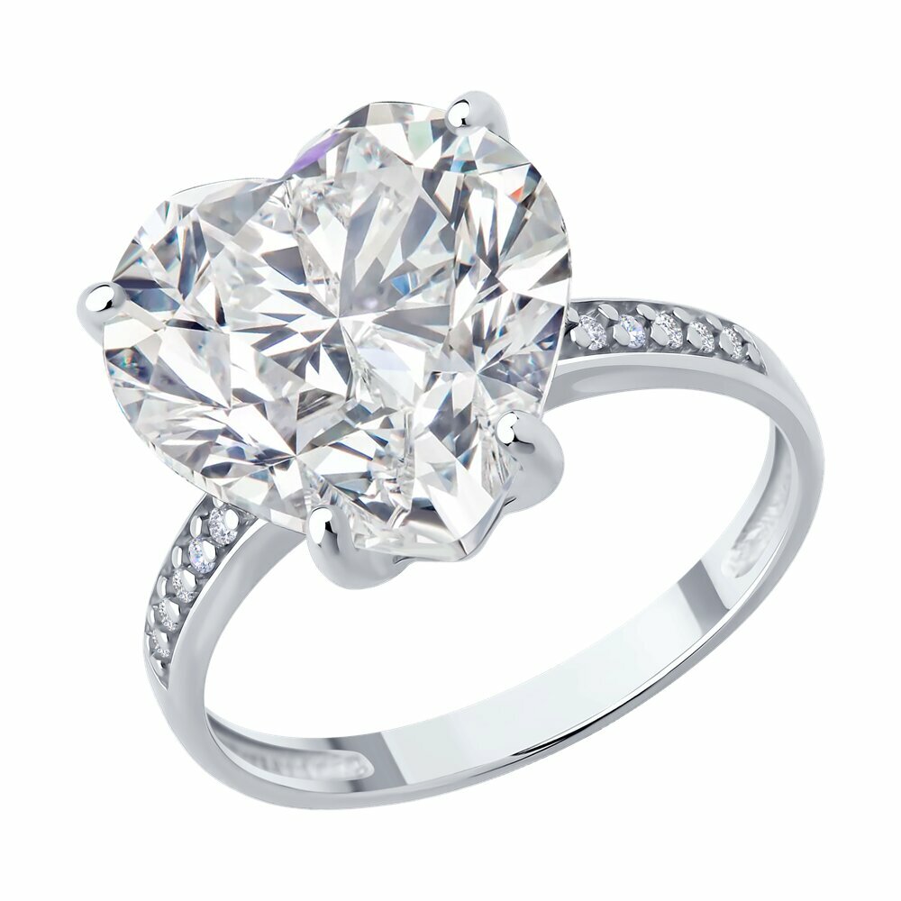 Кольцо, серебро, 925 проба, родирование, фианит