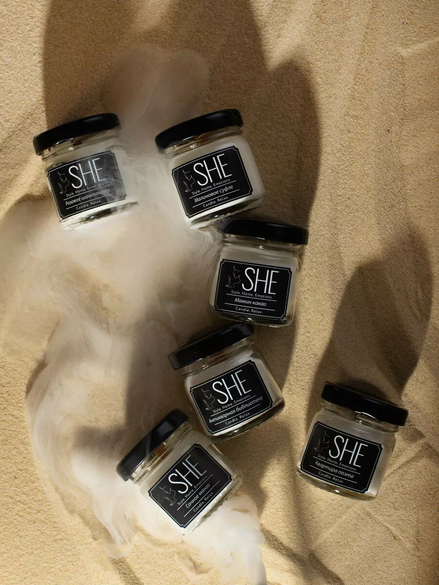 Подарочный набор ароматических свечей из 6 штук SHE.STYLE.Home.Emotions