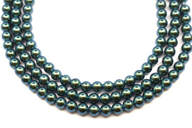 Жемчуг Preciosa Maxima, цвет pearlescent peacock green, 4мм, 704-031, 10шт