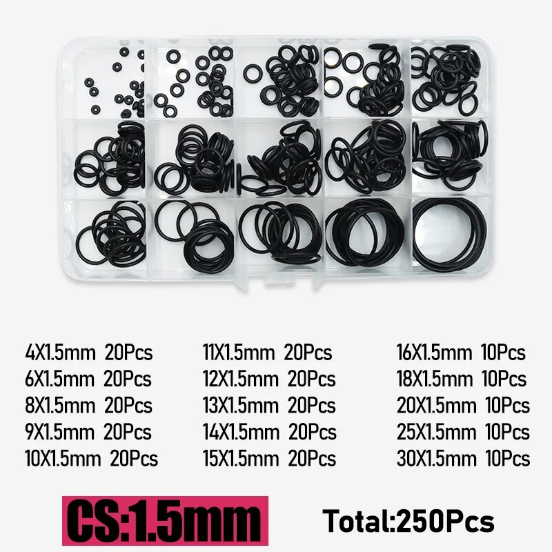 Резиновые уплотнительные кольца O-ring 1.5mm, 250шт