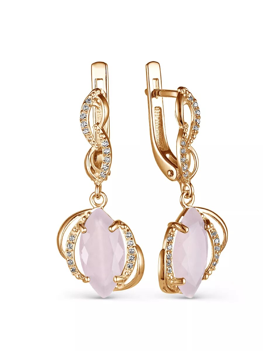 Серьги, красное золото, 585 проба, бриллиант, агат