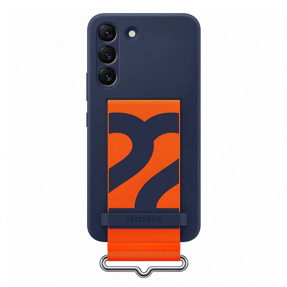 Оригинальный силиконовый чехол для Samsung Galaxy S22 S22 + S22Plus, держатель на запястье, противоударный браслет, чехол для мобильного телефона с защитой от падения для Galaxy S22 (6,1 дюйма), Drak Blue