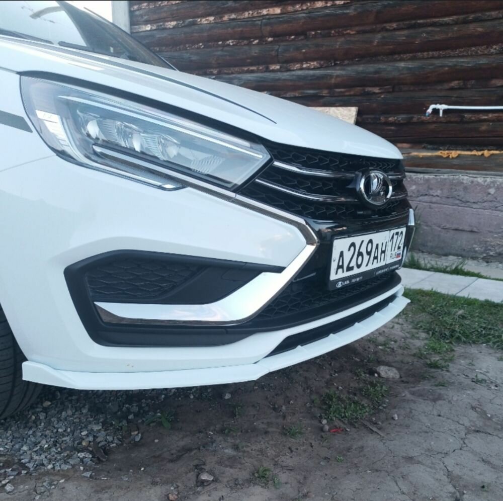 Юбка переднего бампера Веста НГ (Белый) Ледниковый