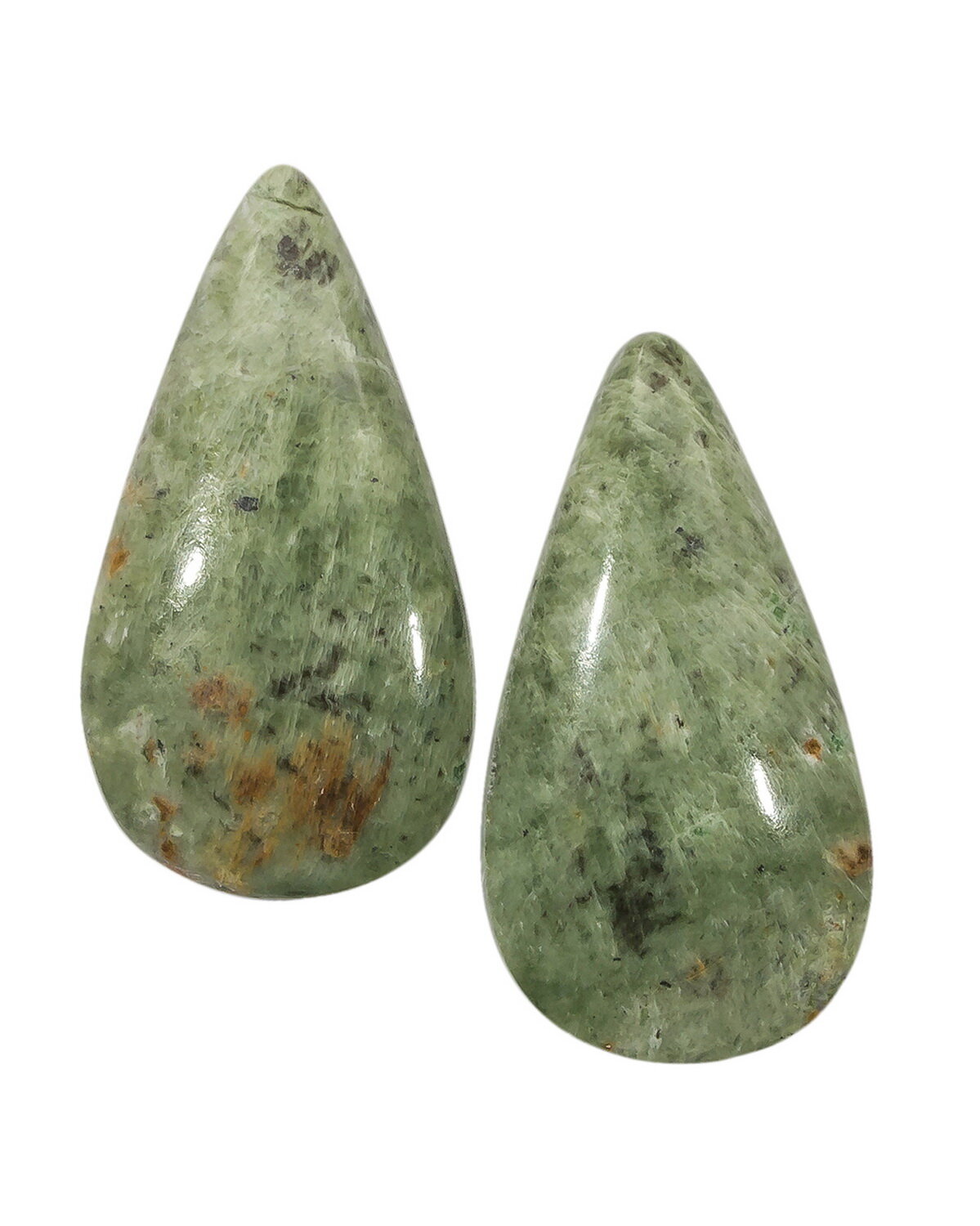 Кабошон Хромдиопсид (пара), размер: 40х22х5 мм, натуральный минерал.