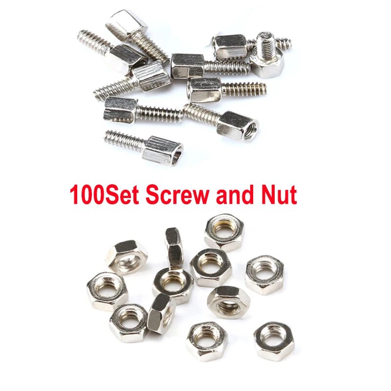 100 комплектов винтов с шестигранной головкой для разъемов D-Sub 100set Screw and Nut