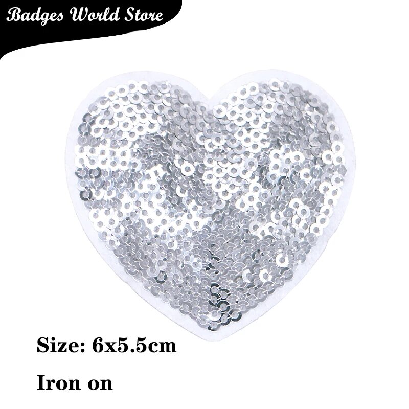 Нашивки вышитые сердечки Серебряный, HM7493