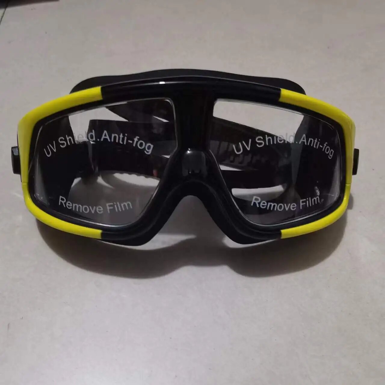 Очки для плавания взрослые, желто-черные, UV Shield, Anti-fog