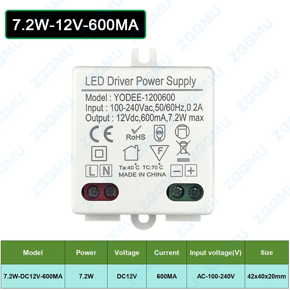 Блок питания LED 12V 600mA 7.2W