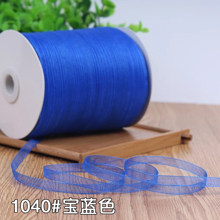 Лента органза синяя Royal blue 0,6 см, 10 метров