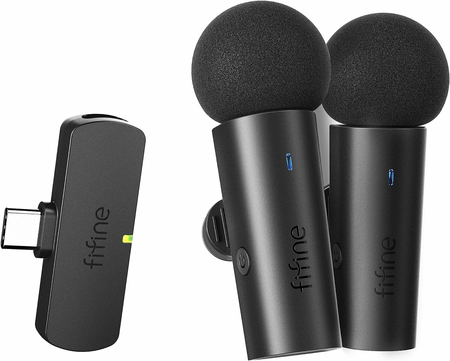 Беспроводной петличный микрофон Fifine "M8 Dual", конденсаторный, встроенный аккумулятор