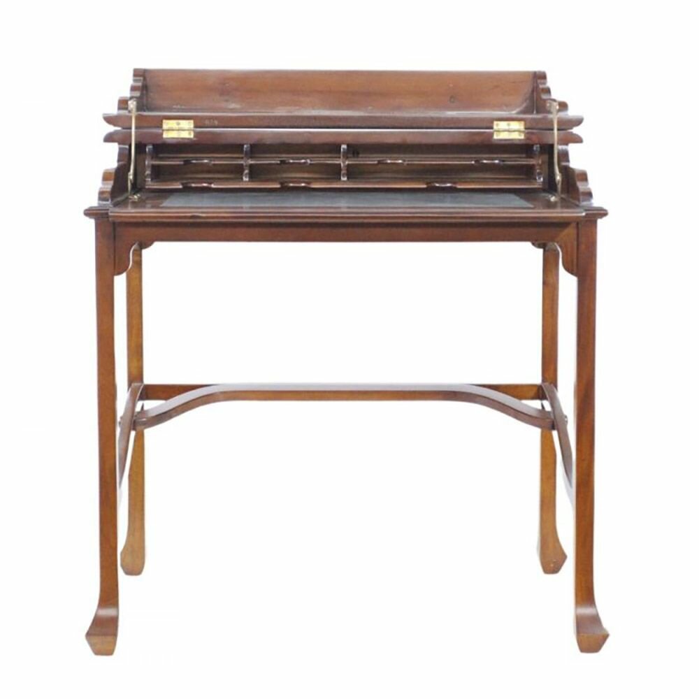 Письменный стол бюро BCE 311 green Индонезия из массива красного дерева и натуральной кожи 80х80х44 см