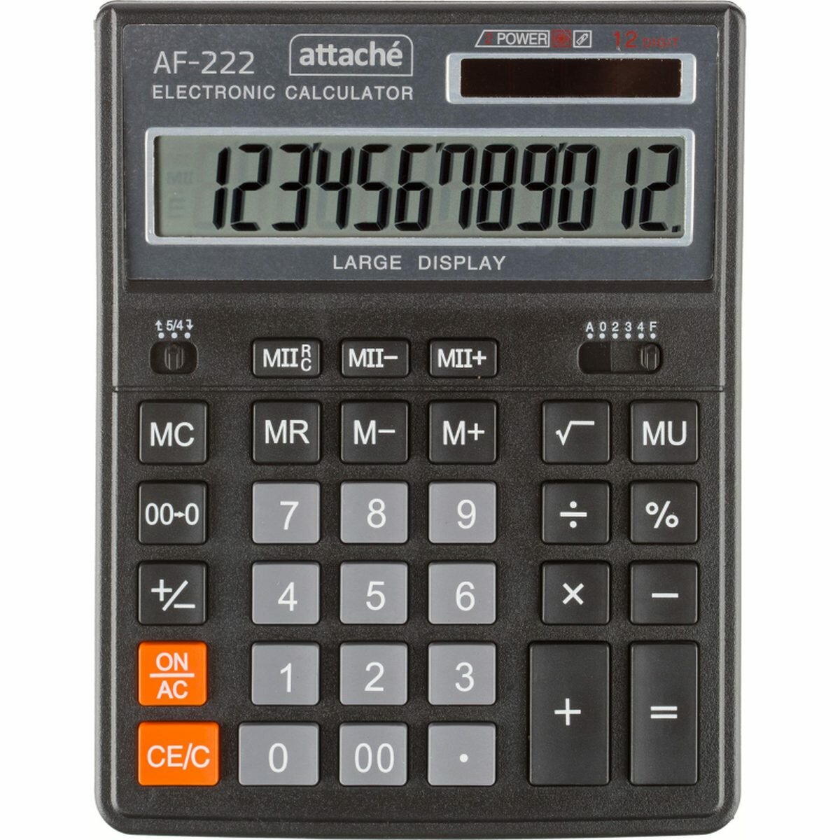 Калькулятор настольный Attache AF-222, 12-разрядный, черный, 203x158x40мм (1550713), 30шт.
