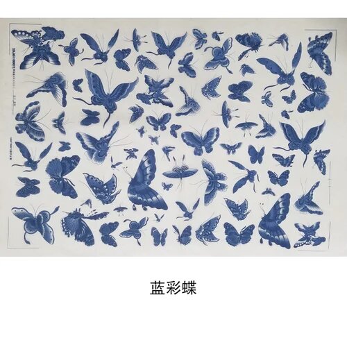 Переводная бумага для керамики Цветочные узоры Jingdezhen Темно-синий, 01-1pcs