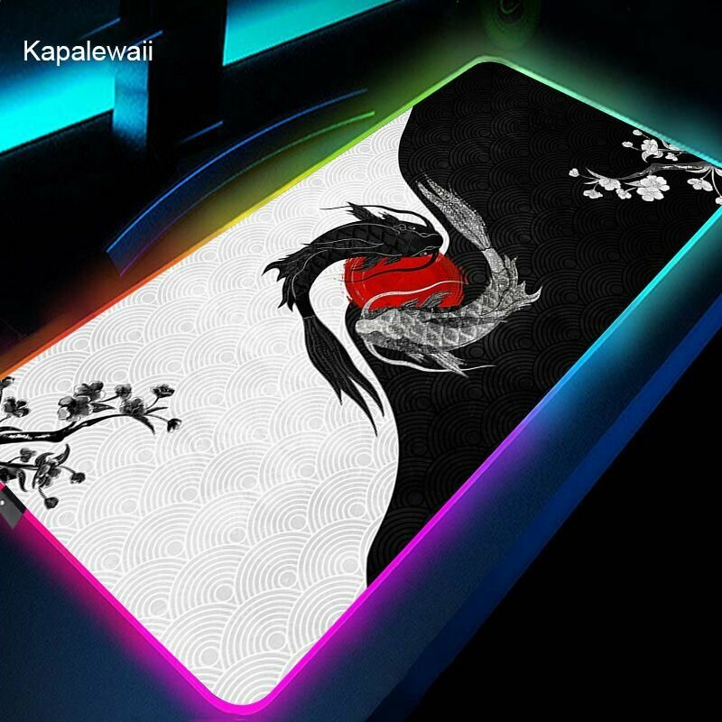 Игровой RGB Коврик для мыши Dragon LED Настольный коврик XXL 900x400x3mm, серый