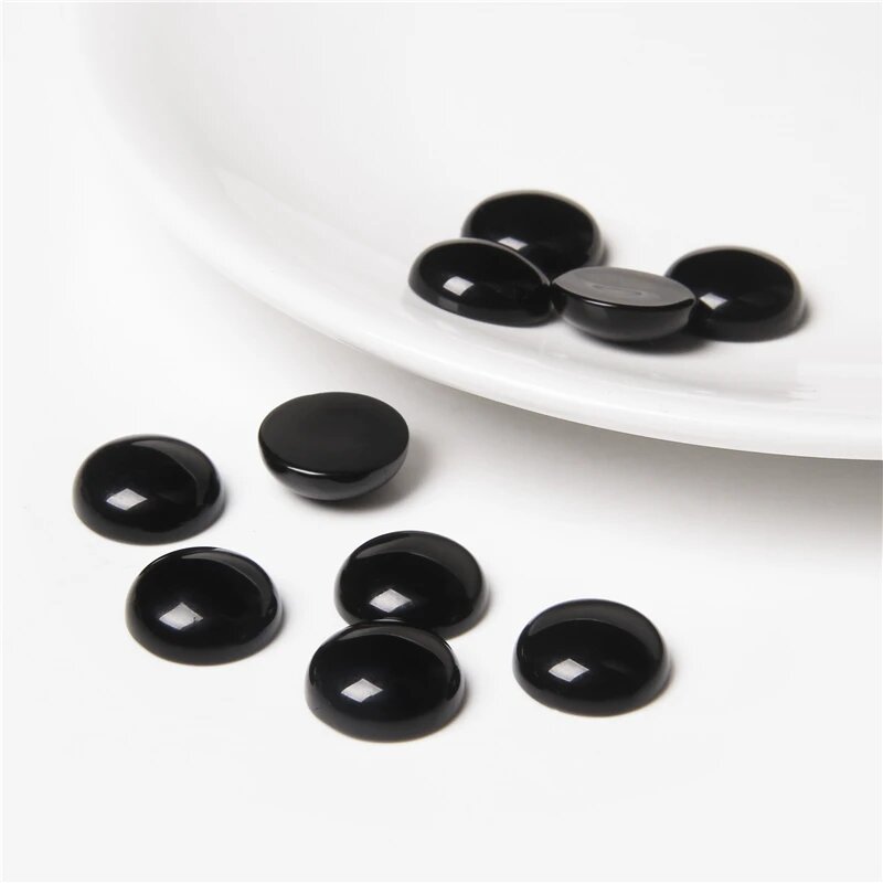 Кабошон из натурального камня 6/8/10/12/14 мм, vinswet, 10 шт. Черный, 8mm, 24. Black Agate