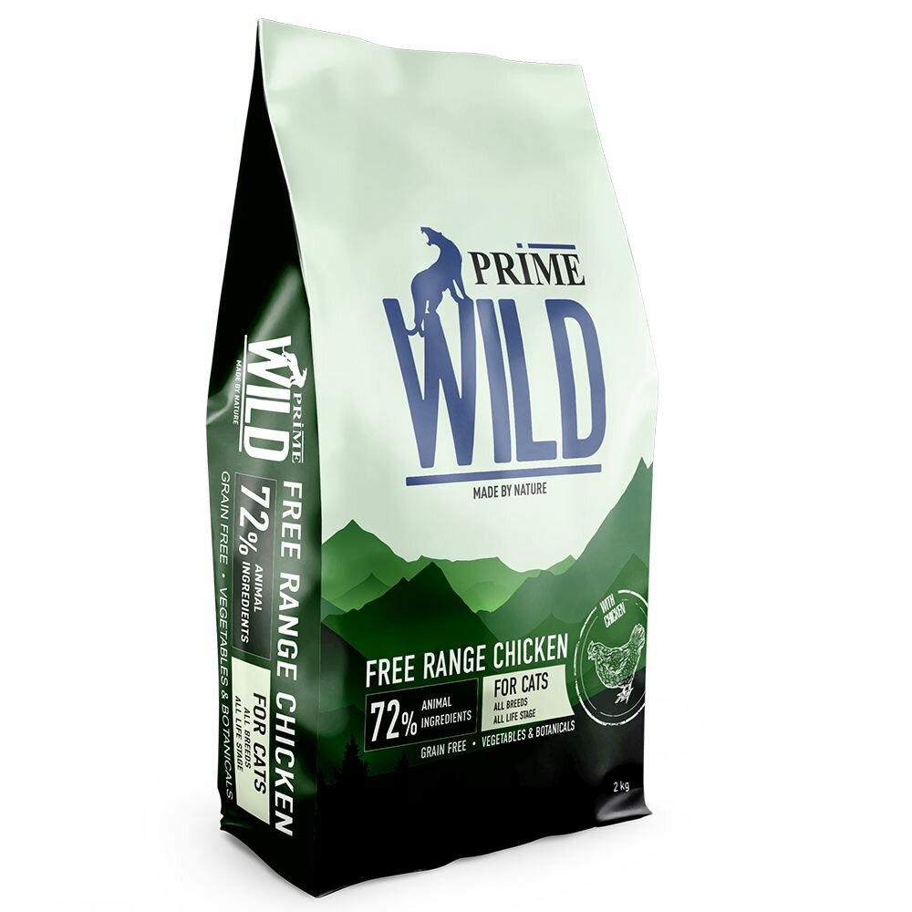 PRIME WILD GF FREE RANGE Корм для кошек и котят сухой с курицей беззерновой холистик 2кг