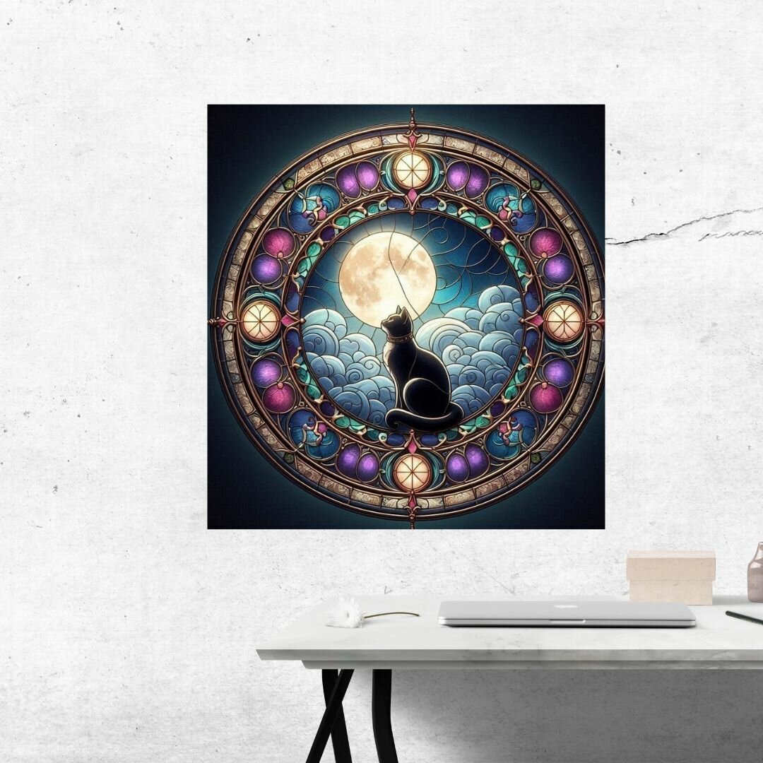 Картина на металле (Витраж) Котик