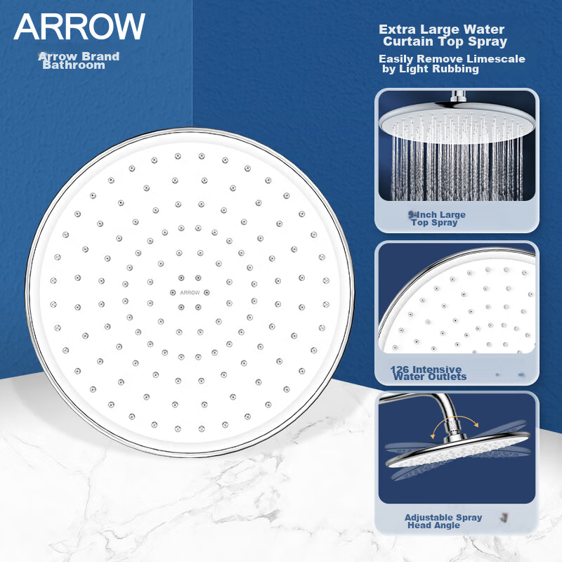 Лейка для верхнего душа высокого давления ARROW AE5023CP, белый