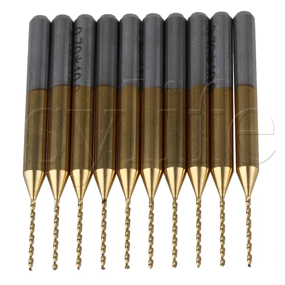 10 шт. Карбидное микро-сверло с титановым покрытием Концевая фреза для печатной платы с хвостовиком 1/8 дюйма 0,7 мм