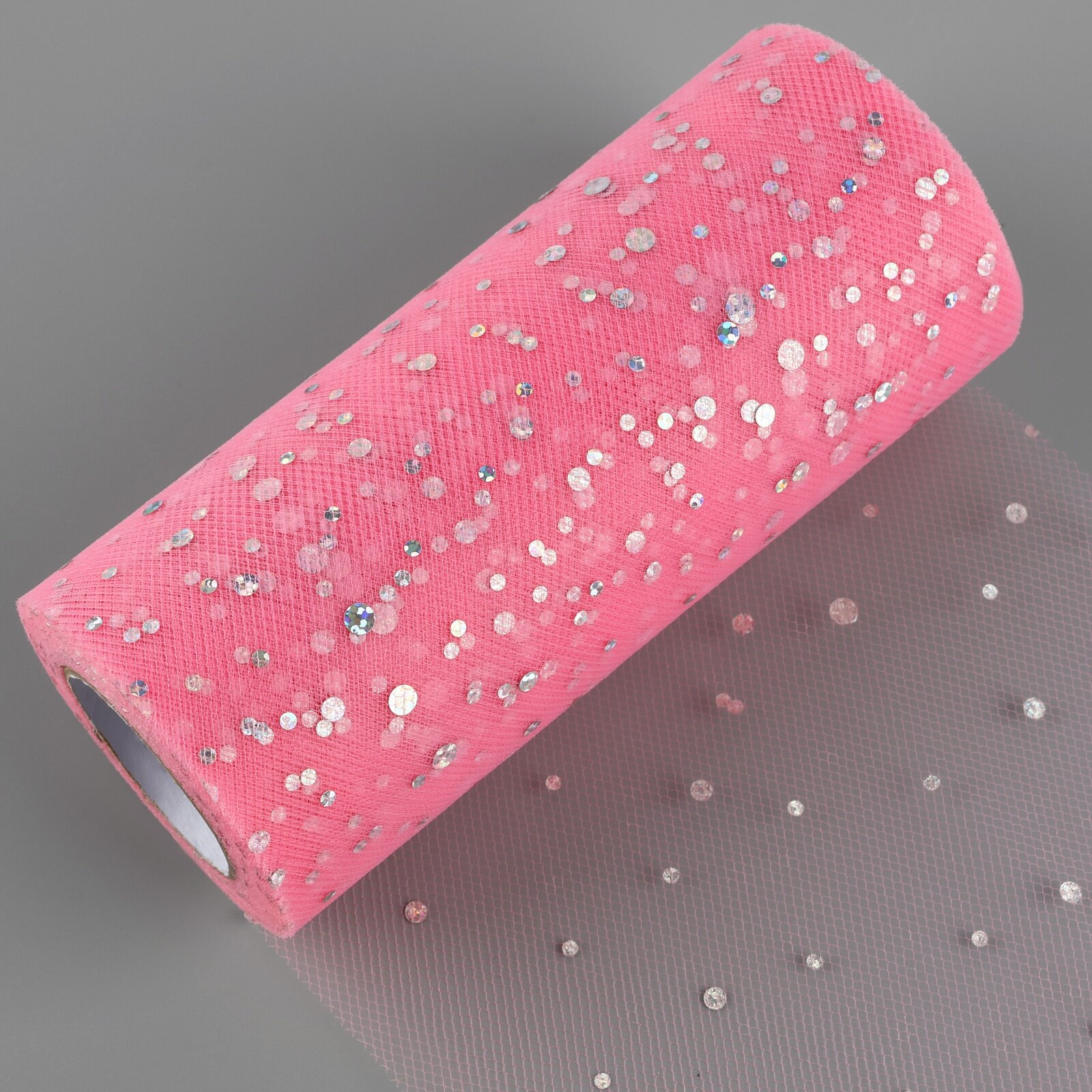 Фатин с блёстками, 15 см, 23 ± 1 м, 11 ± 1 г/кв. м, цвет розовый №4