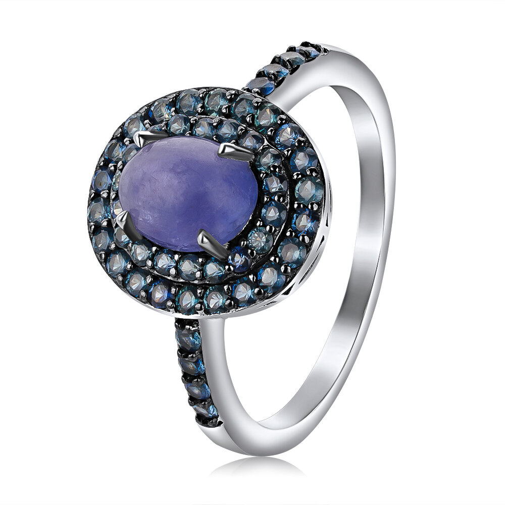 Кольцо, серебро, 925 проба, танзанит, сапфир