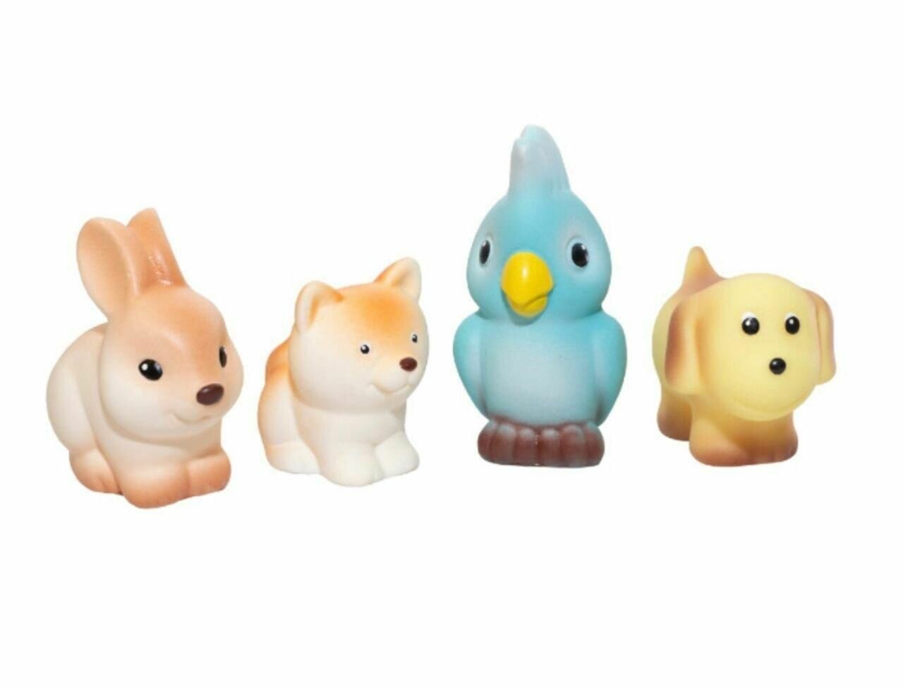 Игрушки для ванны Огонек "Домашние животные 2", котенок, щенок, попугай, кролик