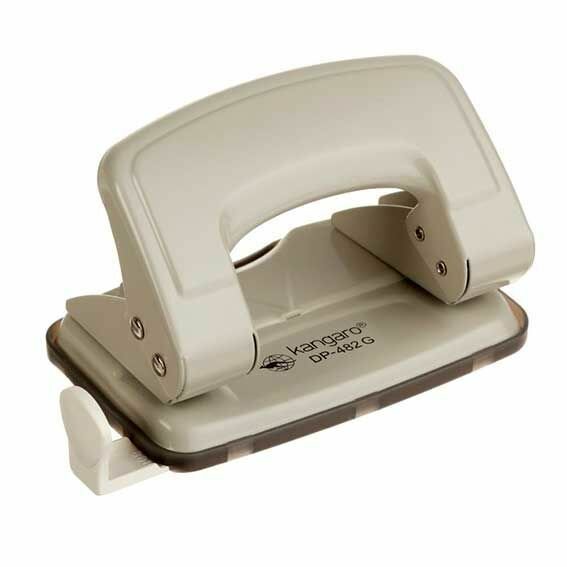 Дырокол Kangaro серый, с линейкой, металлический, 16 листов (DP-482 G)