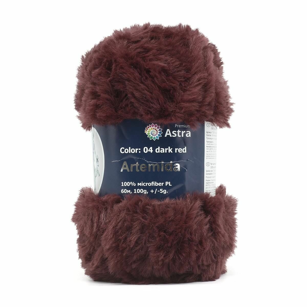 Пряжа Astra Premium "Артемида", 100 гр 60 м, 100% микрофибра ПЛ, 04 винный, 3 шт