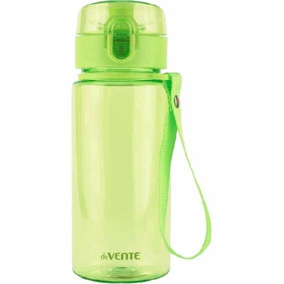 Бутылка для воды deVENTE пластиковая 400 мл, салатовая, прозрачная, 17,9х6,5 см, с диффузором/текстильная петля (8090334)