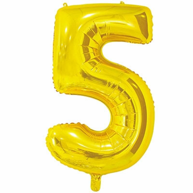 Воздушный шар Веселая затея "Цифра 5", Gold, 26 дюймов