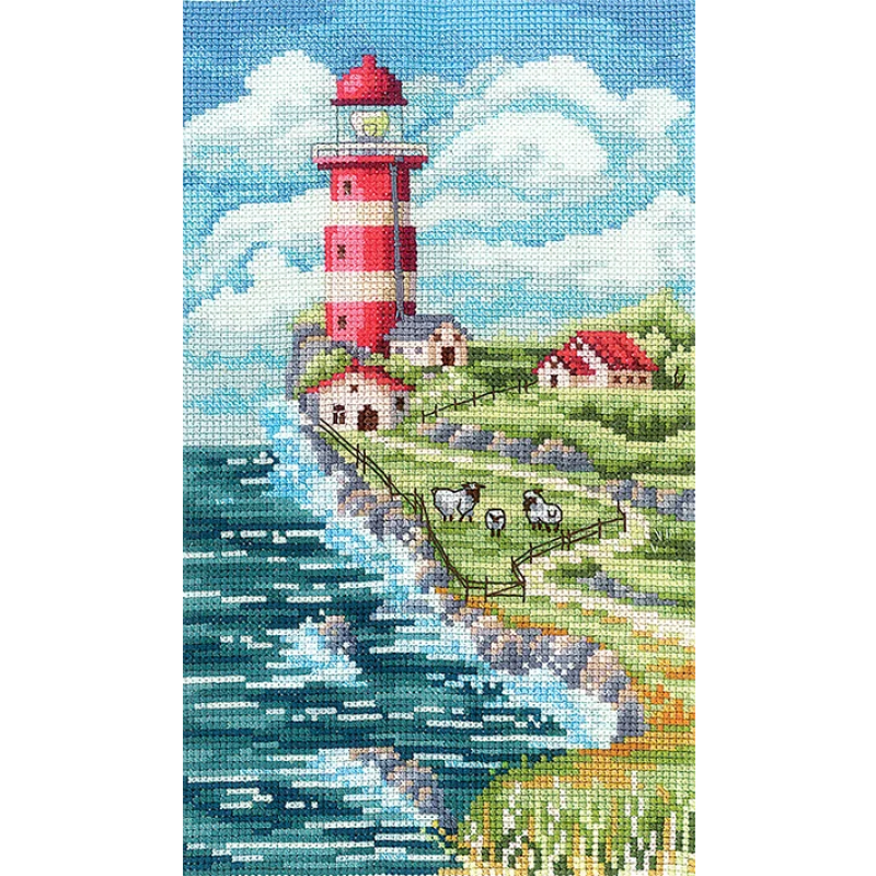 Набор для вышивания Сделай своими руками #П-64 Пейзаж с маяком, Счетный крест, 12.5 х 21.5 см