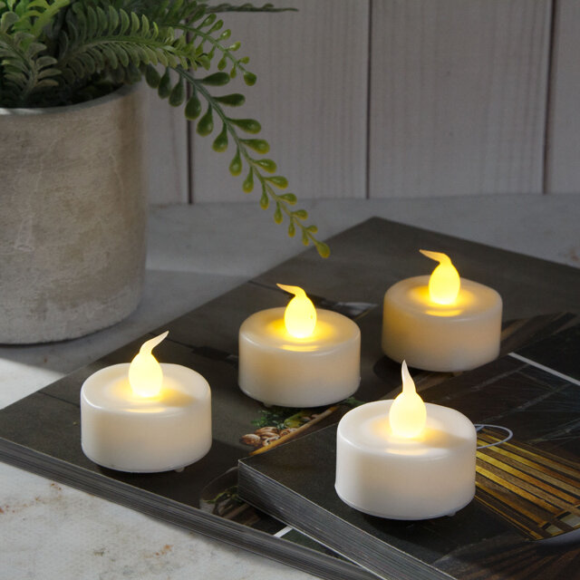 Чайная светодиодная свеча Меган 4 см, 4 шт, на батарейках, Kaemingk, 482297